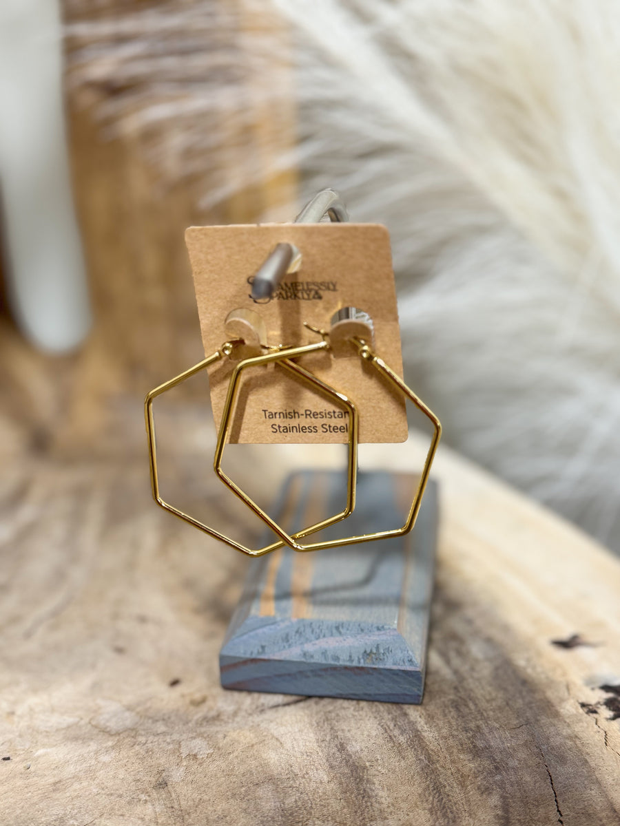 Gold Plated Hexagon Hoops – The Humble Thread