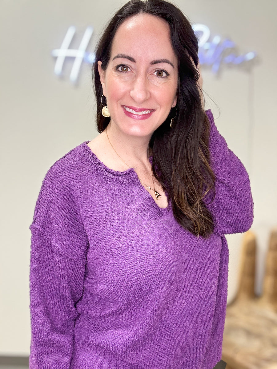 Plum Popcorn Knit Sweater – The Humble Thread